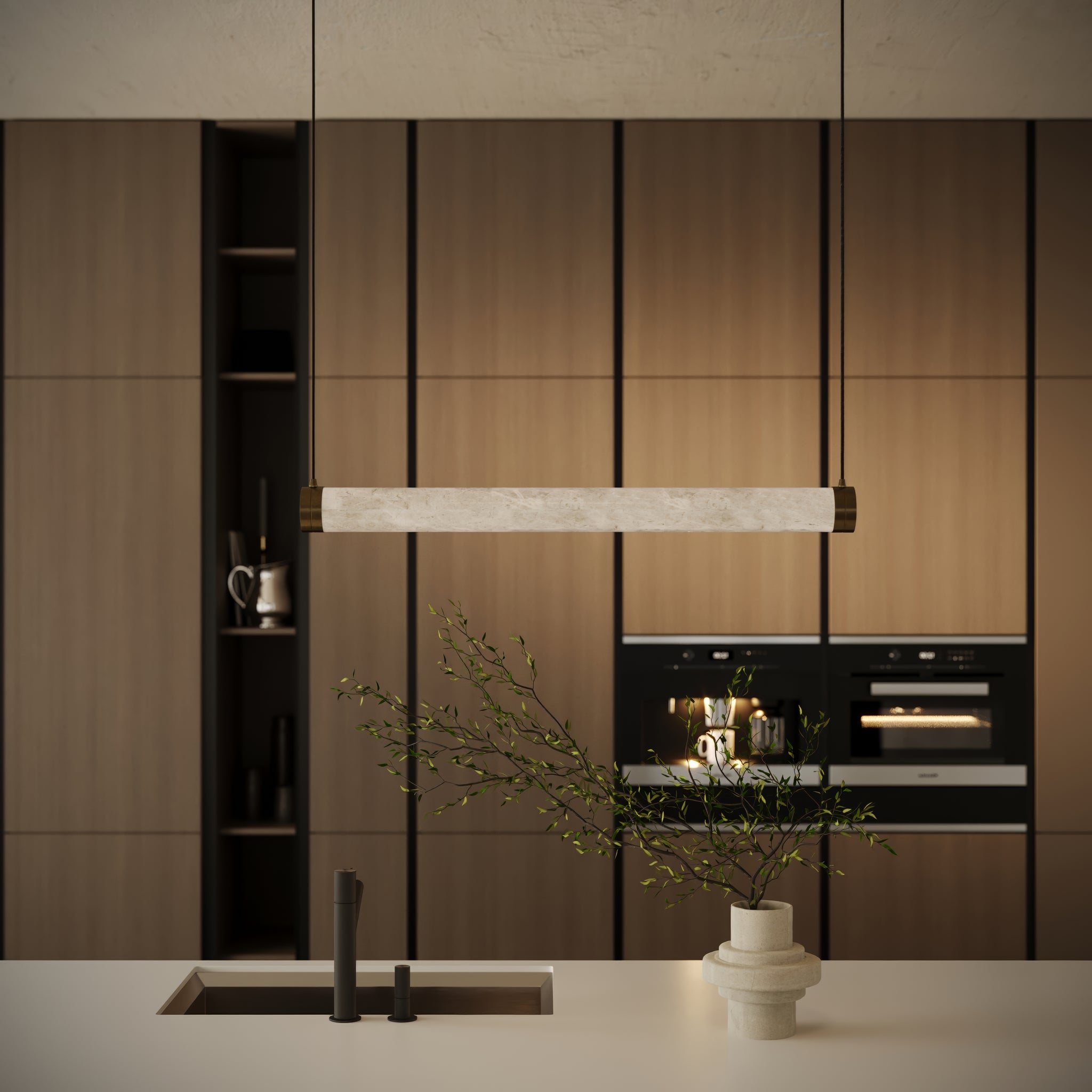 Cascata Alabaster IP20 Pendant Light Brass 1000mm - LUSSO