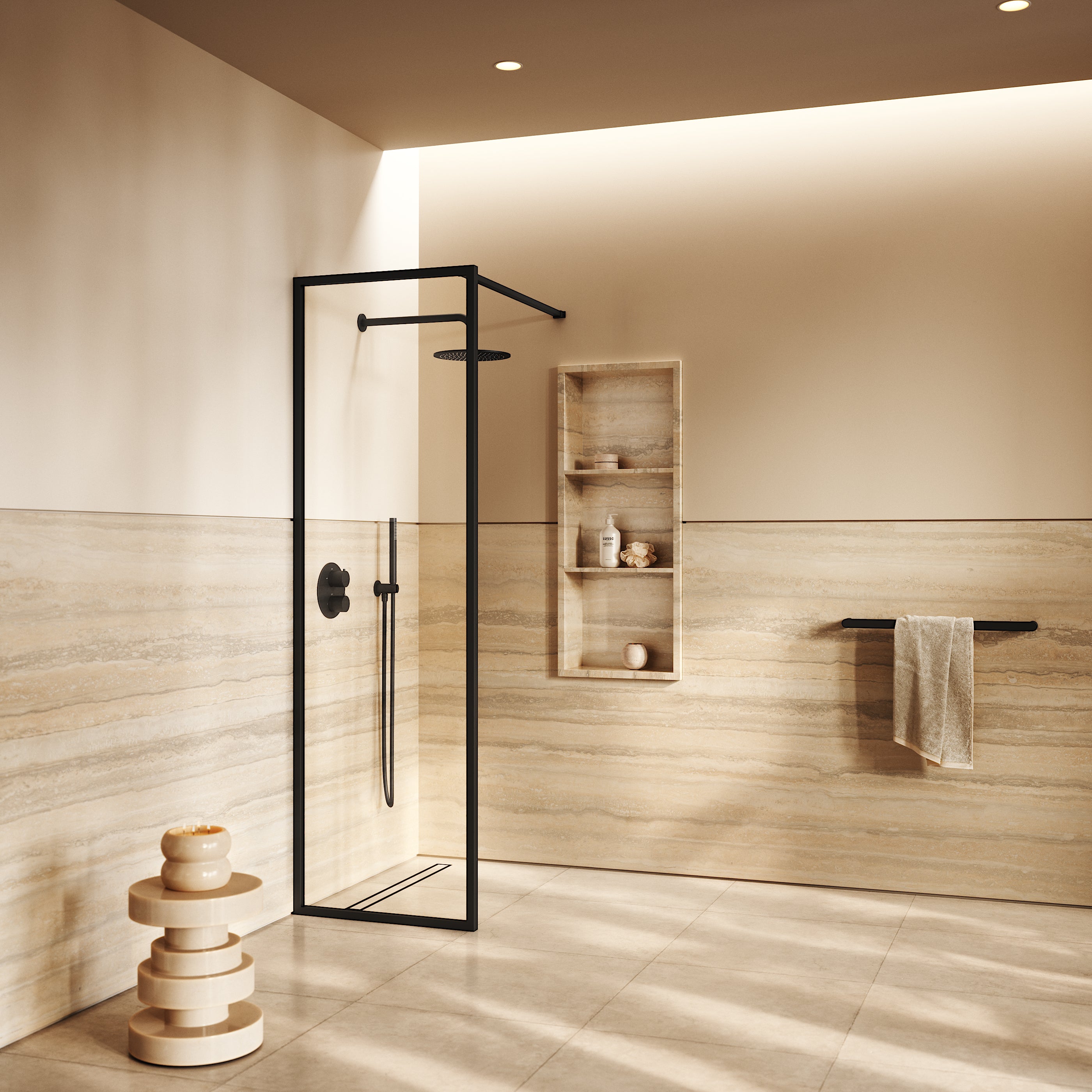 Designo Matte Black Shower Screen (All sizes) - LUSSO